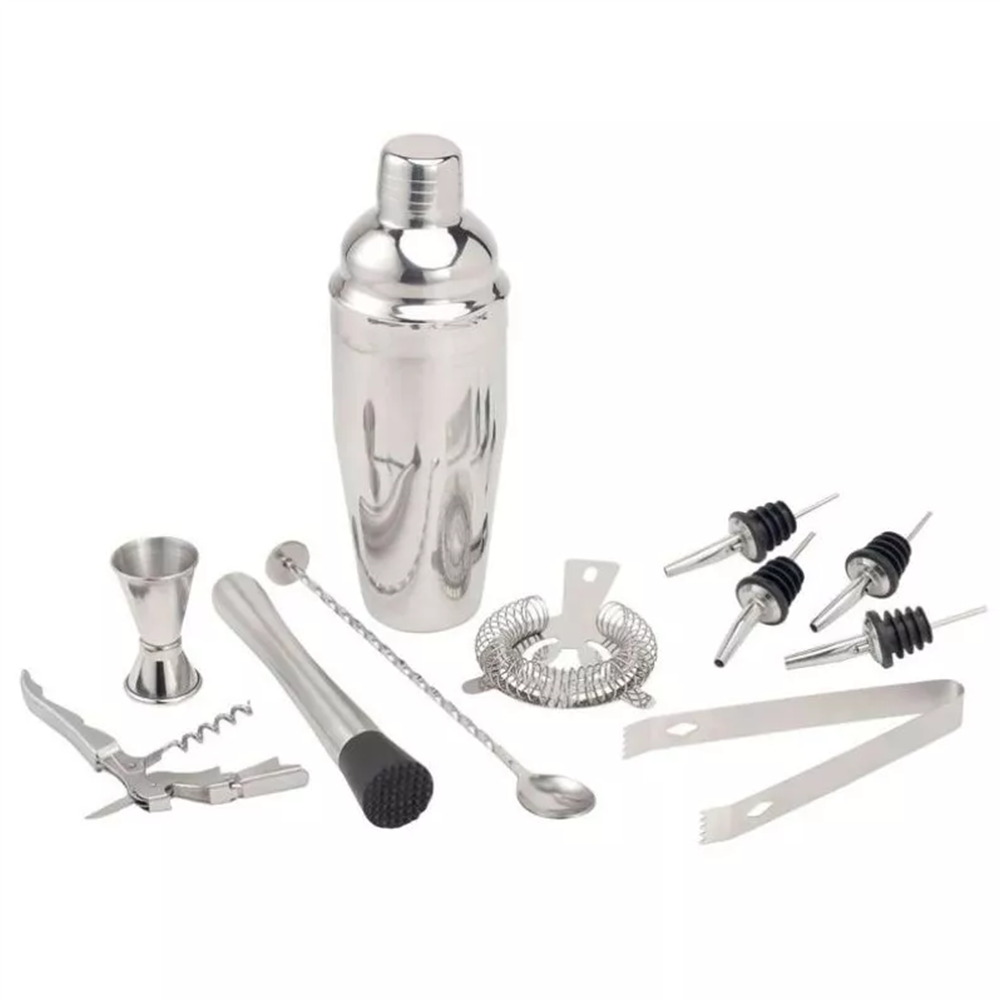 Set cadou Cocktail Shaker Mixology cu 11 accesorii, 750ml, Silver
