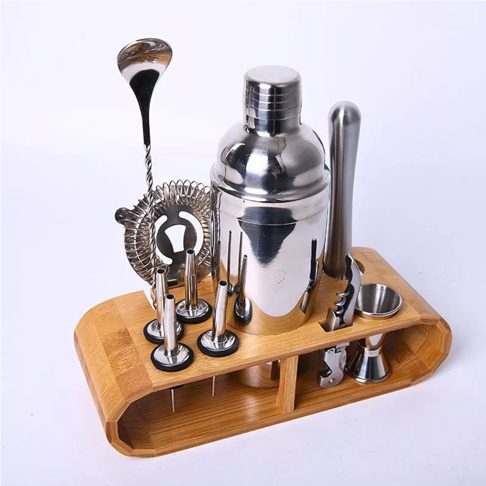 Set cadou Cocktail Shaker Mixology cu 11 accesorii, 750ml, Silver
